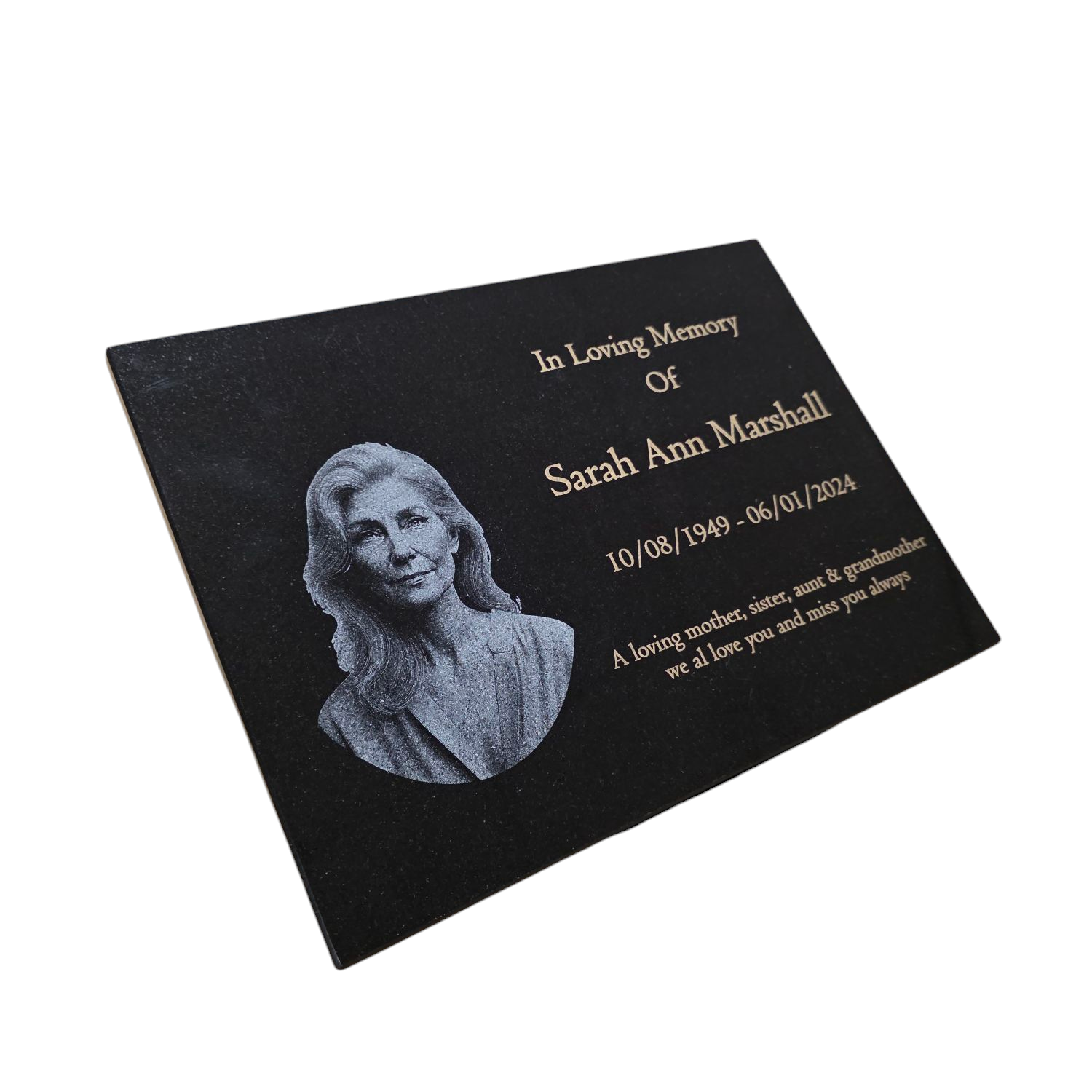 Granite Memorial Plaque, Add a Portrait, Personalised Text and Stand I ...