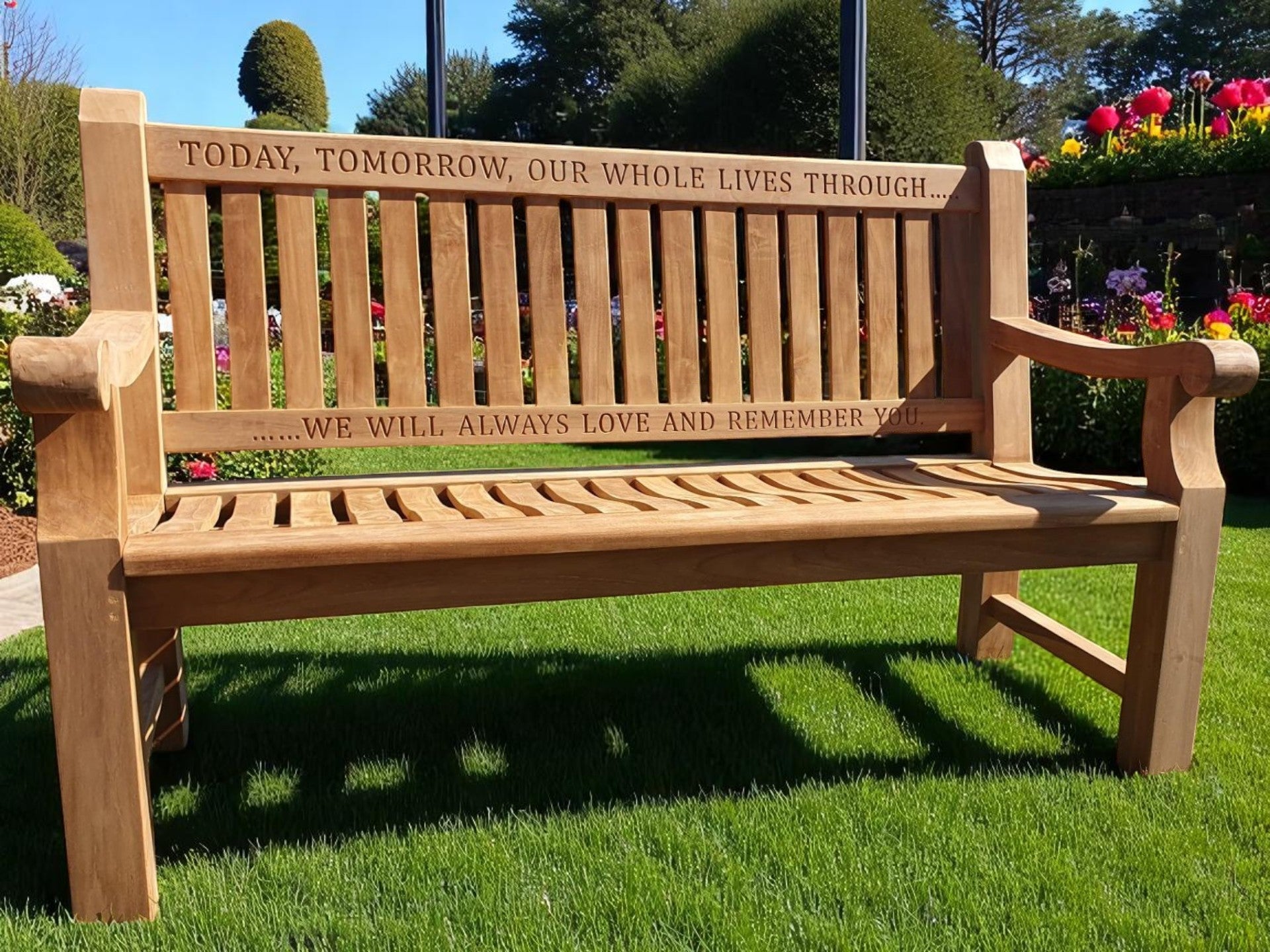 Premium Chunky Teak Memorial Bench, Add Your Personal Engraving – Trade ...